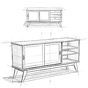 SIMPLIHOME Draper SOLID HARDWOOD 60 Inch Wide Mid Century Modern TV Media Stand in Teak Brown For TVs up to 65 Inches, For the Living Room and Entertainment Center