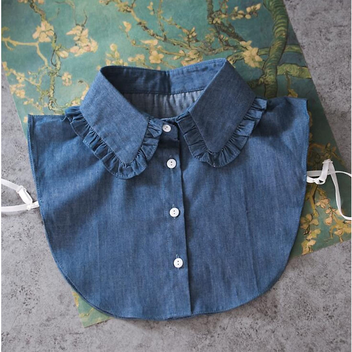 GUZOSJO Denim Detachable Collar Shirt,Dickey Half Blouse False Collar for Lady Girls