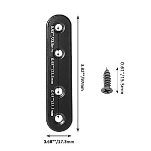 Rierdge 8 Sets 4 Inch Stainless Steel Flat Plate Straight Bracket Flat Metal Brace Bracket, 100mm Metal Brackets Mending Repair Plate Brace with Screws for Wood Straight Brace (Black)