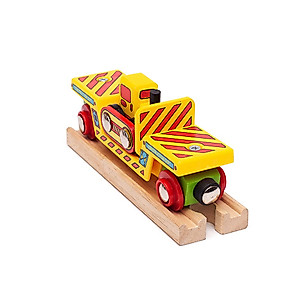 Bigjigs Rail Wooden Bulldozer Low Loader - Most Other Major Wooden Rail Brands are Compatible