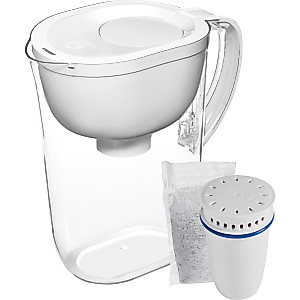 Brita Refillable Water Filtration System with Large 10 Cup Pitcher, Everyday, White, and 1 Refillable Filter