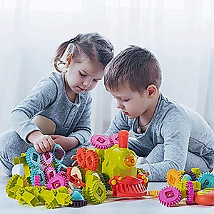 Top Race Remote Control Moving Gear Train Stem Building Toy with Lights and Sound Gift Toys for Boys 4,5,6,7,8 Year Olds | Kids Stem Building Blocks Toy (98 Pieces)