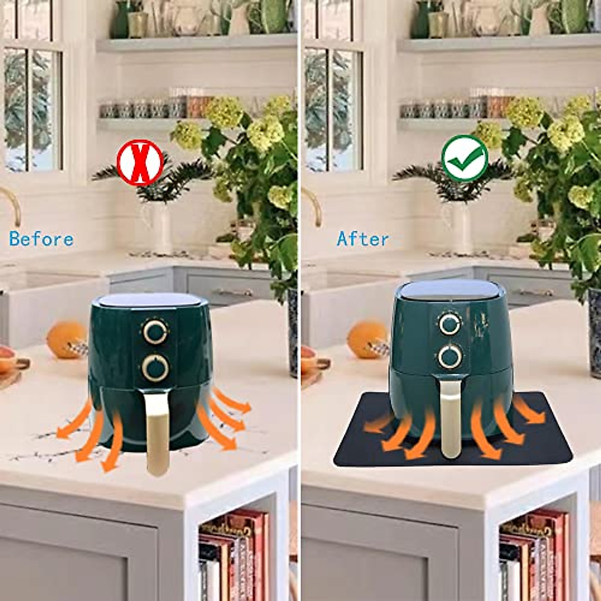 2 Pcs Heat Resistant Mat for Air Fryer, Air Fryer Mat for Counter Heat Resistant, Kitchen Countertop Protector Mat 17.3x11.8 Inch, Kitchen Appliance Non-slip Mat for Coffee Maker, Blender, Air Fryer