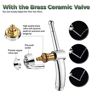 BARROCK Handheld Bidet Sprayer Combo Set for Toilet, Portable Bathroom Bidet Seat Attachment, 2 Way Installation Hang or Wall-Mount Shattaf Kit for Women with Brass T-Valve Explosion-Proof Hose Chrome