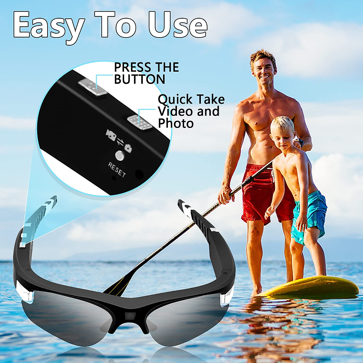 ZTCOLIFE Camera Sunglasses, 1080P Outdoor Sports Smart Glasses with High-Definition Lenses, Film Hands Free for Taking Photo, Hunting, Cycling, Running, Driving, Travel