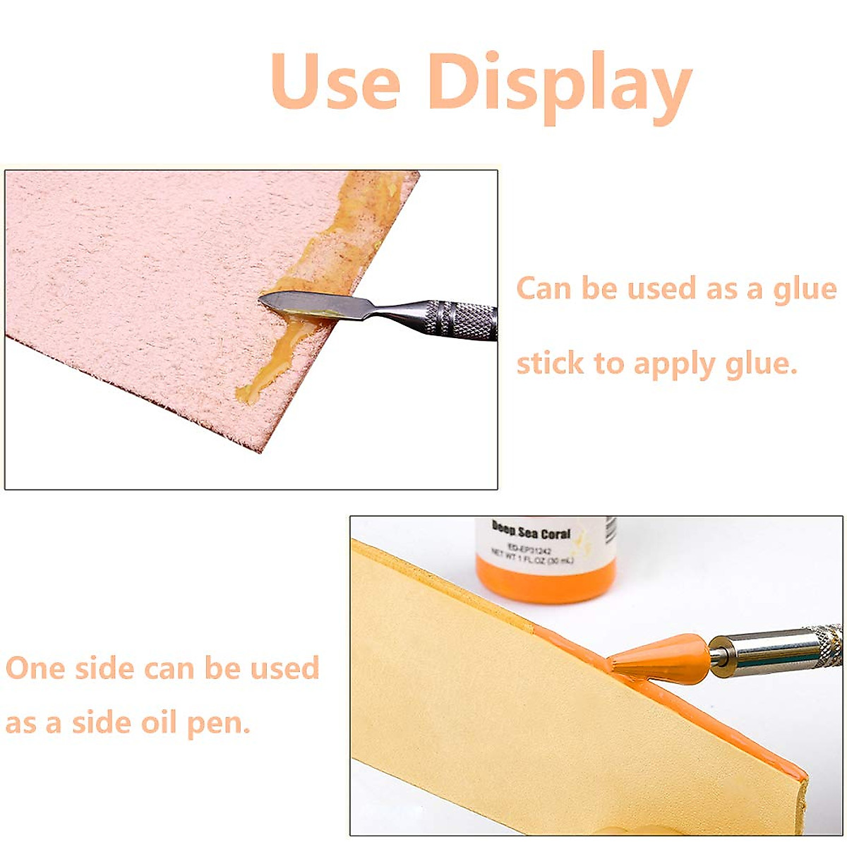 Leather Edge Dye Pen, Double Head, Leather Edge Roller Pen Applicator, Leather Edge Printing Tool, Edge Treatment Roller Pen for Leather Craft DIY Working(Round Head and Tapered Head)