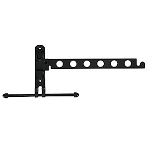 VTOSEN Clothes Rack, Wall Mounted Folding Rack with 6 Holes, Left Right 180° Swing Garment Hanger, Heavy Duty Drying Rack with Hook, Space Saving, for Home Hotel (Black)