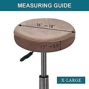 Turquoize 2 Pack Bar Stool Covers Round Stool Covers with Elastic Bands Bar Stool Seat Covers Slipcover Washable Stool Cushion Covers Feature Stretch Thick Bouncy Fabric, Dia 16"-18", X-Large, Taupe