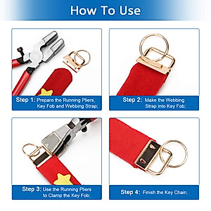 Key Fob Hardware, 40 Pcs 1Inch 25mm 5 Colors Key Fob Hardware Kit Keychain Hardware Pliers Attach Rubber Tips for Wristlet Keychain, Key Lanyard and Key Chain Making Hardware Supplies Install