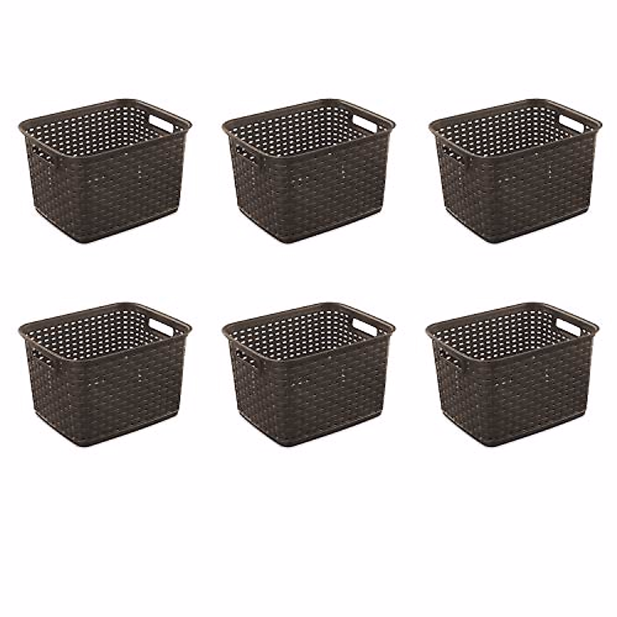 Sterilite 12736P06 Tall Weave Basket, Espresso, 6-Pack