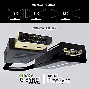 Avico DisplayPort 1.2 to HDMI 2.0 Adapter – 4K 60hz HDR – 2K 144hz – 1080P 240hz – 6ft Cable – for Monitors, TVs, PCs, MacBooks, Projectors