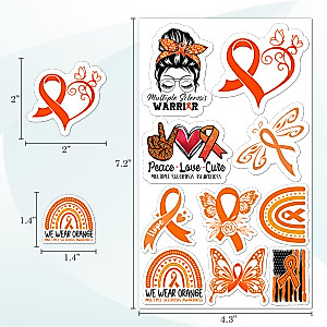 50 Pack Pcs Multiple Sclerosis Awareness Orange Ribbon Stickers for Water Bottles Waterproof Vinyl Laptop Luggage Inspirational Sticker Packs Teens Adults Aesthetic Small Decals