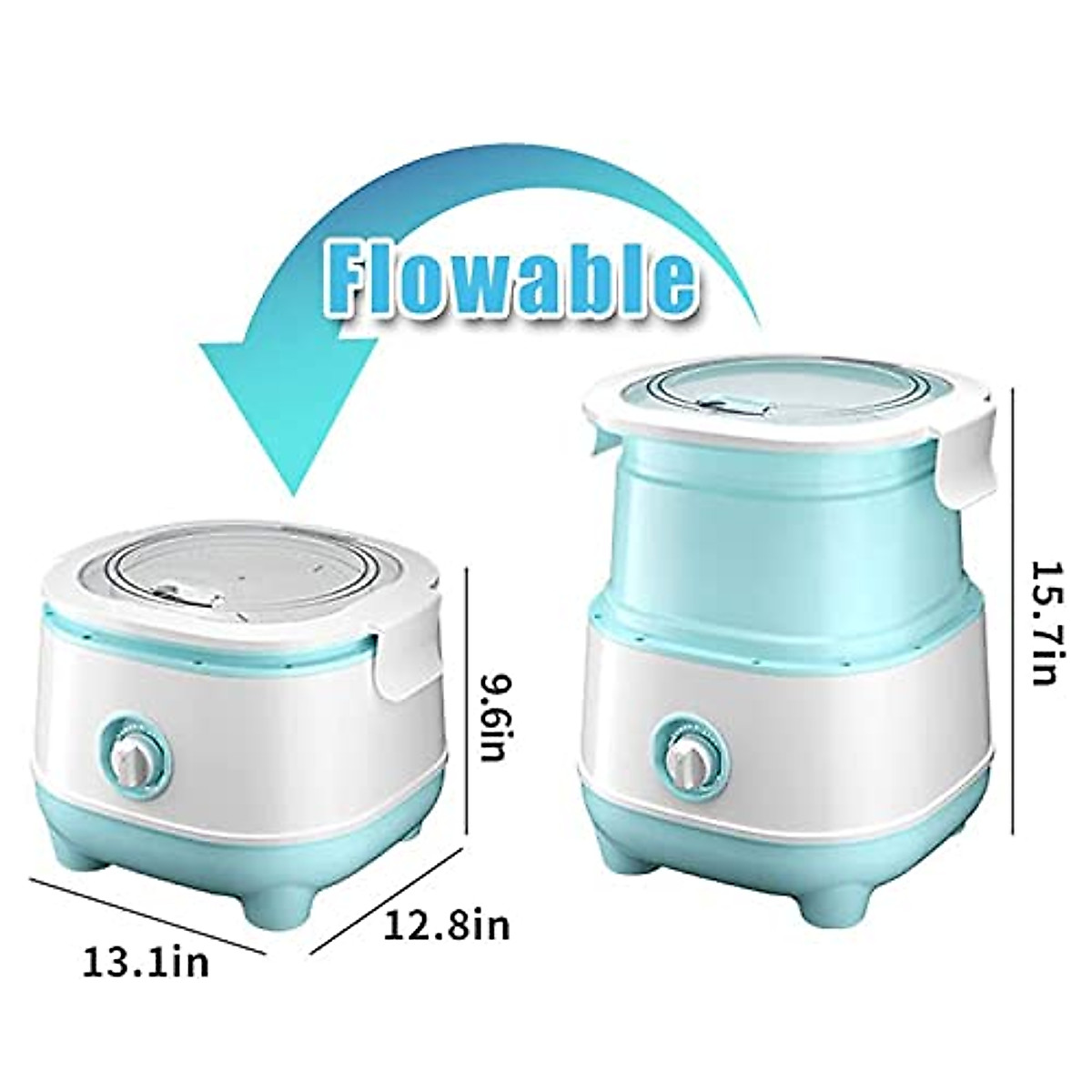Foldable Portable Mini Washing Machine and Dryer, 10 Min Fast Washer and 3 Min Rotate Drying, 6.6 Lb Capacity Save Water and Energy,Green
