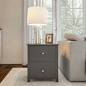 Lavish Home End 2 Drawers-Sofa Side Table, Gray & Silver
