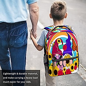 KIOPLYET Gnomes Sunflower Rainbow College Bookbag School Bag Children Kids Teens Business Laptop Backpack Travel Hiking Daypack Large Diaper Bag for Adult