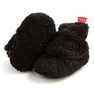 Timatego Newborn Baby Boys Girls Booties Stay On Socks Non Skid Soft Sole Infant Toddler Warm Winter House Slipper Crib Shoes 0-18 Months, 0-6 Months Infant, 17 Black