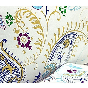 Tribeca Living Paisley Garden Printed Deep Pocket Flannel Sheet Set with Pillowcase,4pcs, King