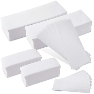 WXJ13 400 Pieces Non-Woven Wax Strip Body and Facial Waxing Strips Hair Removal Wax Strips for Arms, Legs, Underarm Hair, Eyebrow, Oxter of Women and Men (2 Sizes)