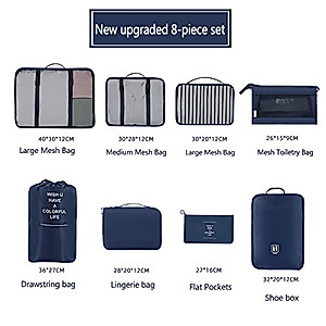 Treonca 8 Piece Packing Cubes for Luggage, Suitcase Cube Organizer,Lightweight Mesh Zipper, Clothes, Shoes, Luggage Organizer (beige)