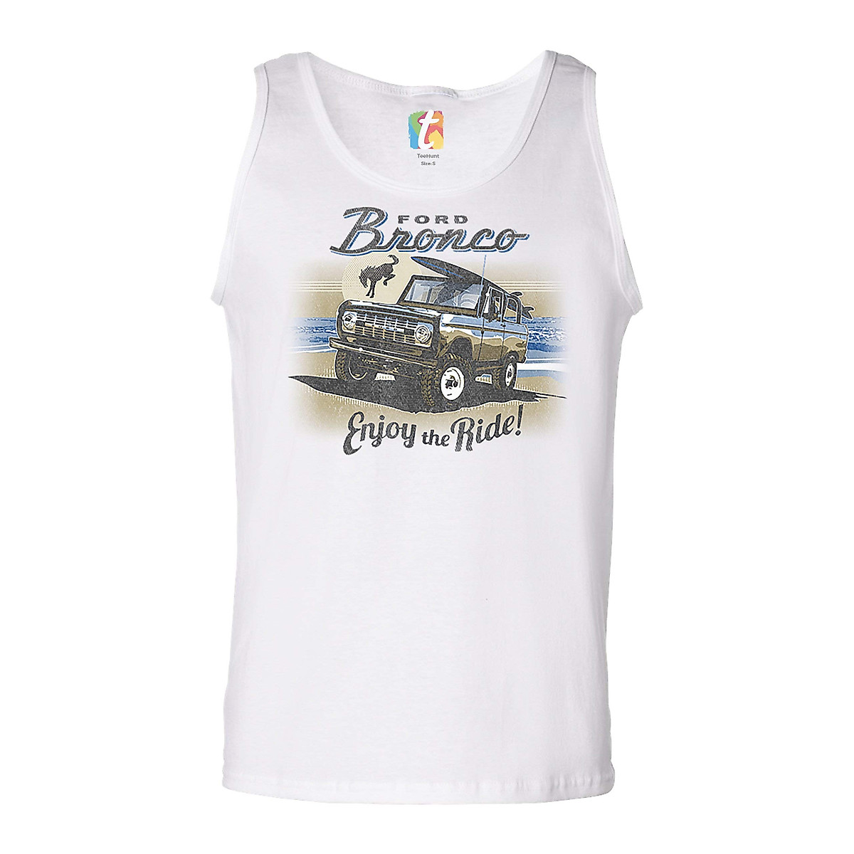Ford Bronco Tank Top Enjoy The Ride Offroad SUV Licensed Men's Sleeveless White Large
