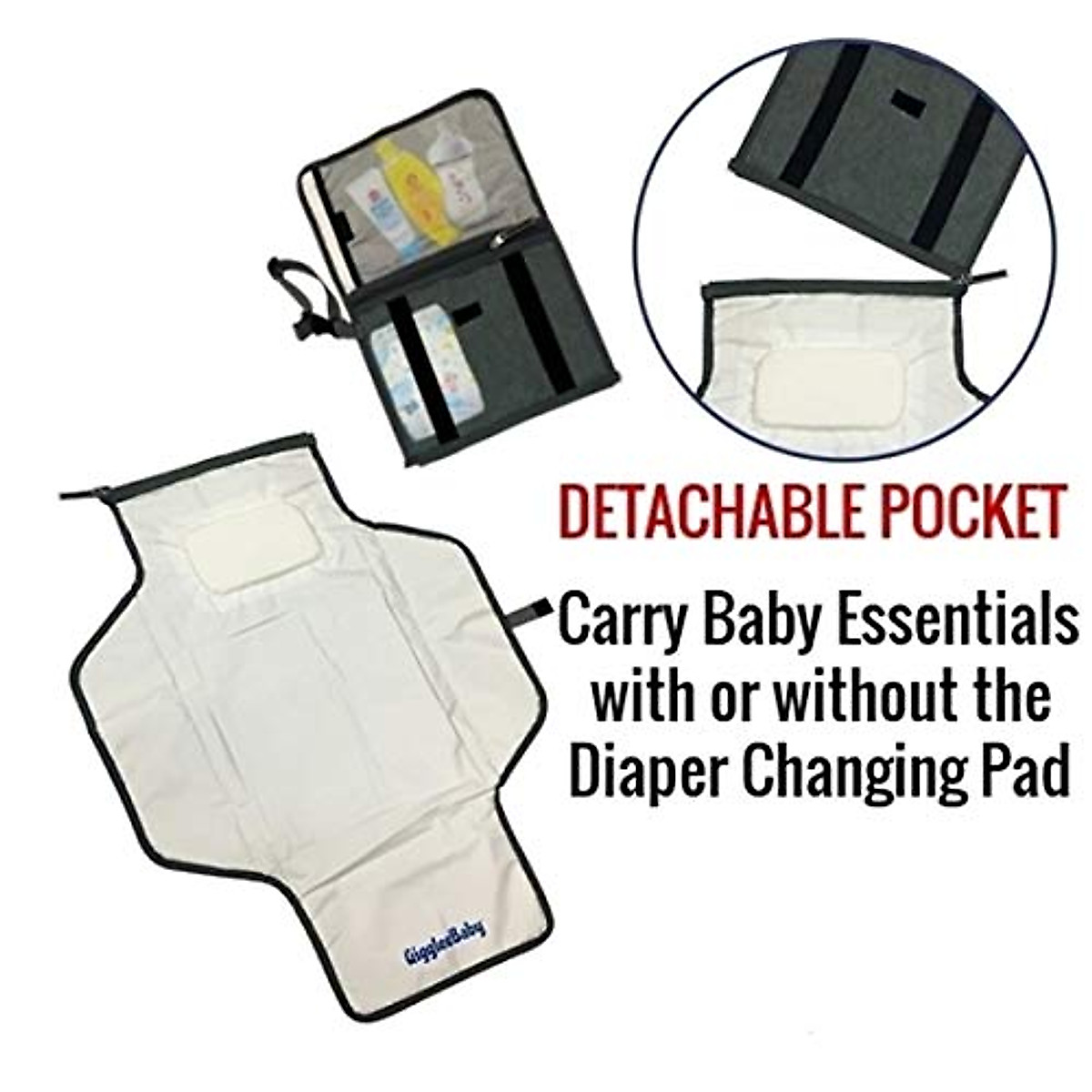 Diaper Portable Changing Pad - Baby Diaper Bag Clutch - Travel Diaper Changing Pad Kit Essentials for Newborn Girls & Boys