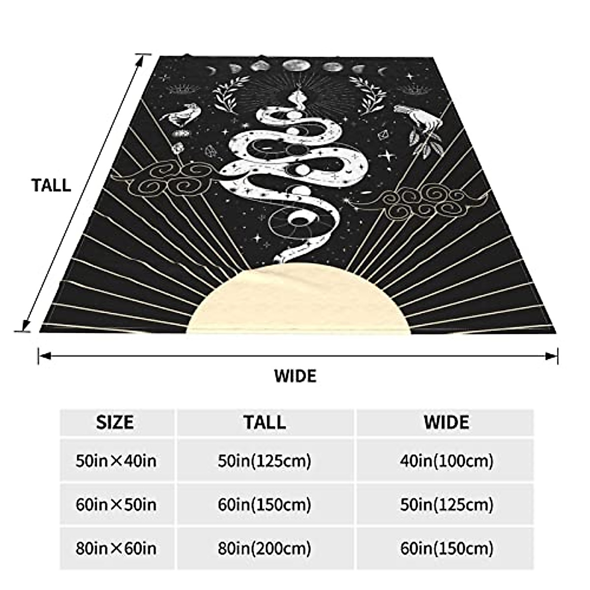 Witchy Snake Blanket Fleece Soft Throw Blankets All Season Warm Lightweight Blankets for Bed Sofa Couch 60"X50"