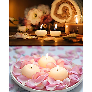 Treela 80 Pcs 1.73 Inch Unscented Floating Candles, Dripless Tealight Candles Home Decorations, Cute and Elegant Burning Candles for Wedding Vases Centerpieces Party Accessories (Ivory)