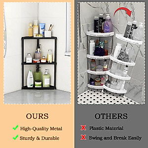 Bethom Corner Shower Caddy Standing, 3 Tier Shower Organizer Stand, Metal Corner Shower Shelf Rack for Inside Shower, Bathroom, Bathtub, Matte Black