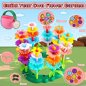 FUNZBO Flower Garden Building Toys - Toddler Girls Toys for Age 3 4 5 6 7 Years Old, STEM Montessori Educational Toys for Kids, Sorting & Stacking Set for Birthday Valentine Easter