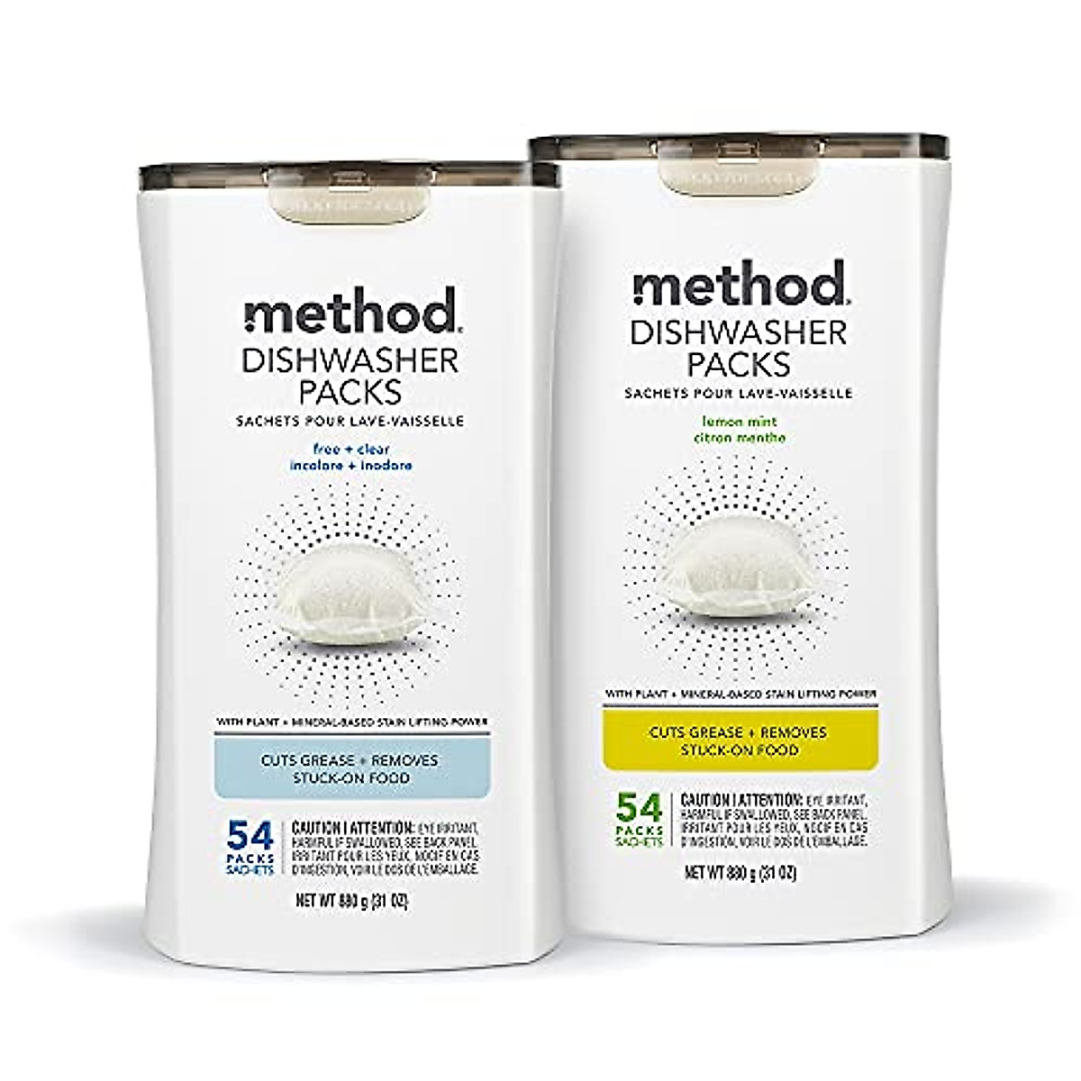 Method Dishwasher Detergent Packs, Lemon Mint, 30 count