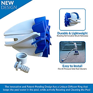 SWASHER No Spray - Pool Cleaner Tail Scrubber for Polaris/Pentair Pool Vac - Replaces Sweep Hose Foam End with Durable Rotating Flexible Sweeper to Improve Pool Cleaning and Reduce Maintenance Cost