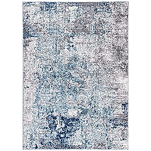 SAFAVIEH Aston Collection 8' x 10' Light Blue/Grey ASN705M Modern Abstract Non-Shedding Living Room Bedroom Dining Home Office Area Rug