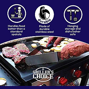 Grillers Choice- Ultimate Griddle Accessories Set- Metal Spatula Set for Flat top Grills, Commercial Heavy Duty Stainless Steel,Flat Top,Hibachi,Grilling- Designed by Chef and BBQ Judge