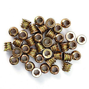 50 Pieces 1/4-20 Threaded Inserts for Wood Nutsert Furniture Screw-in Nut 10mm Length Hex Drive