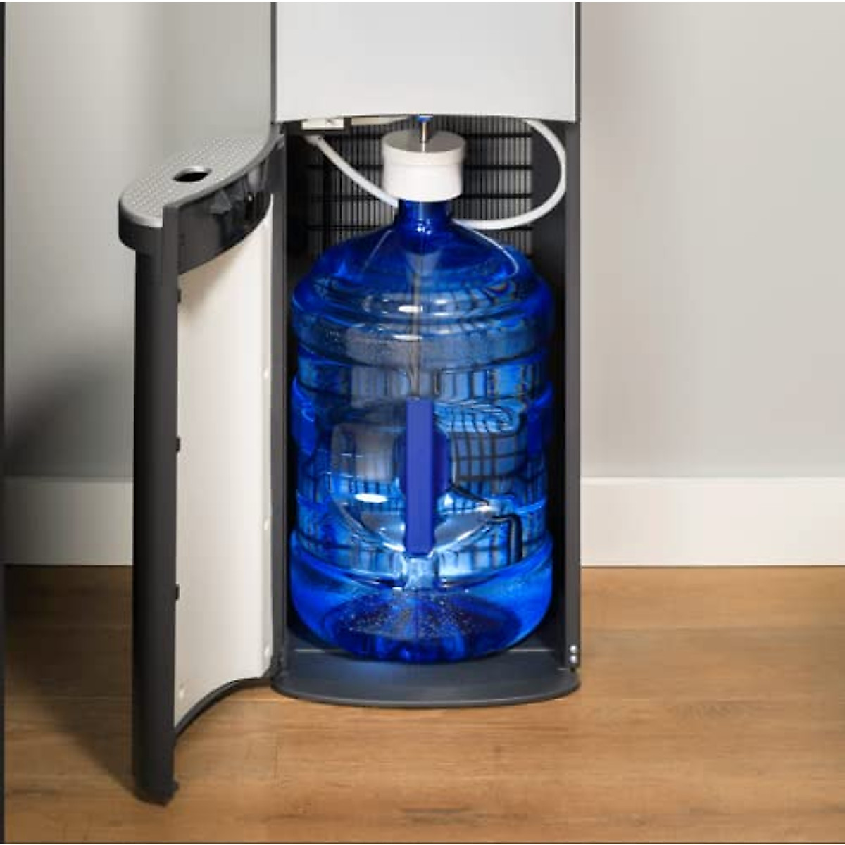 GE Bottom-Loading Tri-Temperature Water Dispenser | 5 Gallon Water Cooler for Home or Office | 3 Temperature Settings | Taller 13" Dispenser Height | No Lift Bottom Loading | LED Light | Charcoal