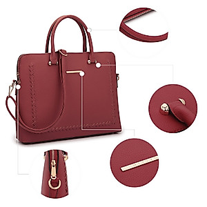 Dasein Women Woven Design Large Handbag Purse Vegan Leather Work Bag Tote Shoulder Bag