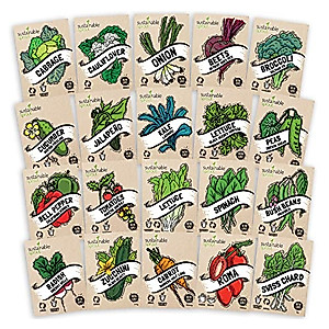 Vegetable Seeds for Planting Variety 20 Pack — Heirloom Vegetables Seeds —Tomatoes,Lettuce,Beets,Bell Pepper,Zucchini, Broccoli,Beans,Cabbage,Cauliflower,Onion,Cucumber & Other Vegetable Garden Seeds