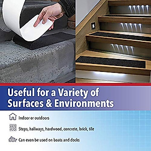 SlipDoctors Anti Slip Traction Tape (4" x 15 FT) Black, 60 Grit, Heavy Duty Safety Tape for Indoor/Outdoor, Ramps, Stairs and more. Strong Adhesive Non Skid Treads.