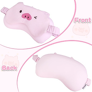 SSAWcasa 2 in 1 Travel Pillow and Eye Mask,Kids Adult Soft Plush Novelty Pillow Cushion Eye Mask Combo Supports The Head,Neck and Chin-for Airplane,Train,Car or Outdoor,Camping,Hiking (Pink)