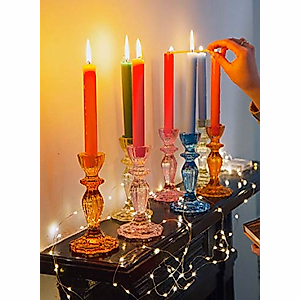 Talking Tables Blue Glass Candlestick Holder Taper Candle Stand for Indoor or Outdoor Dining, Elegant Dinner Party Decorations, Birthday, Garden, Wedding, Home Décor Large