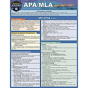 APA/MLA Guidelines - 7th/9th Editions Style Reference for Writing: a QuickStudy Laminated Guide (QuickStudy Academic)