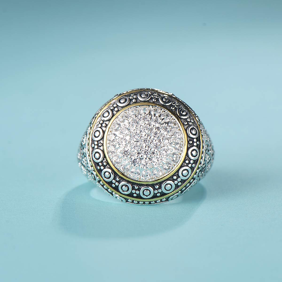 UNY Ring Twisted Cable Wire Designer Inspired Fashion Brand David Vintage RoundPave CZ Antique Women Jewelry Gift (White, 9)