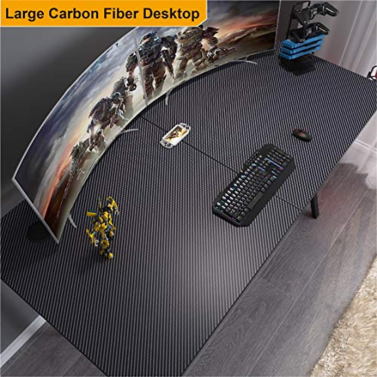 DESIGNA 47'' Gaming Desk, X-Shape Computer Desk with Free Mouse pad, Cup Holder& Headphone Hook & Controller Stand, Gamer Workstation for Home Office, Black