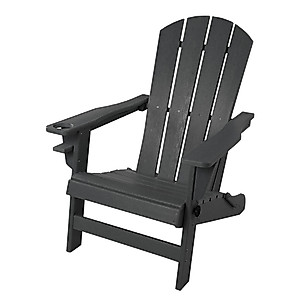 Kozyard Folding Adirondack Chair, Patio Outdoor Chairs, HDPE Plastic Resin Deck Chair, Painted Weather Resistant, for Deck, Garden, Backyard & Lawn Furniture, Fire Pit, Porch Seating (Gray)
