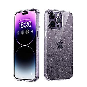 BENKS Designed for iPhone 14 Pro Max Case for Women Girls, Crystal Glitter Shockproof & Anti-Scratch Full Protection [Not Yellowing] Back Cover for iPhone 14 Pro Max (6.7”)