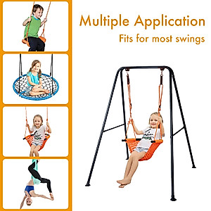 Hi-Na Metal Frame Full Steel Swing Stand, Hold up to 440 lbs, Outdoor or Indoor Hanging Swing Stand only, Swings not Included Black