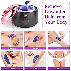 Nivlan Waxing Kit for Women 5 Hard Wax Beans and 30 Wax Applicator Sticks, Black, No Chemical Smell