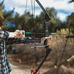 Huntingdoor Archery Armguard Finger Tab Set Arm Guards Leather Finger Guard Protective Gear for Recurve Bow and Longbow Hunting Shooting Right Hand