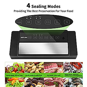 Automatic Vacuum Sealer for Food Savers - Safety Compact Vacuum Sealer Machine with 4 Sealing Modes and Vacuum Seal Bags & Rolls Starter Kit for Food Storage and Sous Vide, Black
