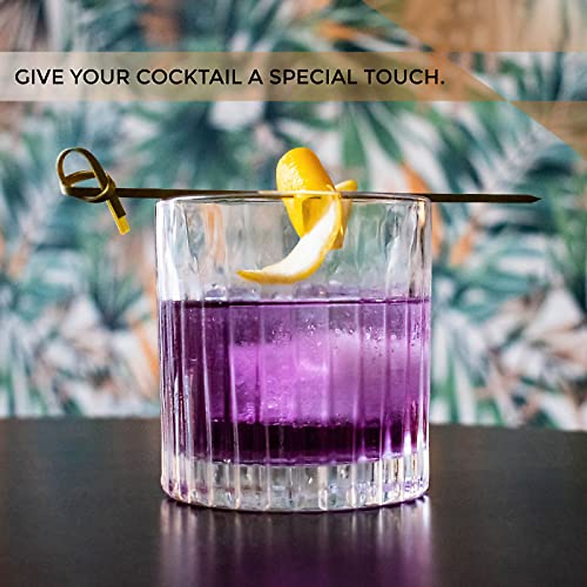 Cocktail Picks - Bamboo Skewers - Long Toothpicks for Appetizers - Eco Friendly Skewer Sticks - Fancy for Martini Drinks & Food Appetizer - Charcuterie Accessories - 6 inch Wooden Knot Pick 100 pcs